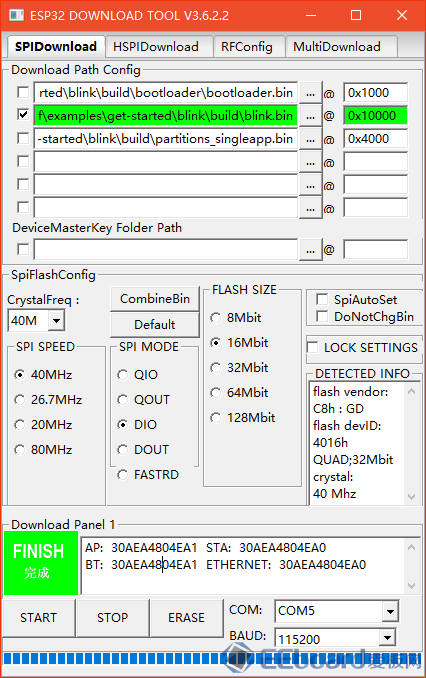 9.ESP32-DevkitC教程之ESP FLASH TOOL下载程序 - 乐鑫ESP32 - 与非网